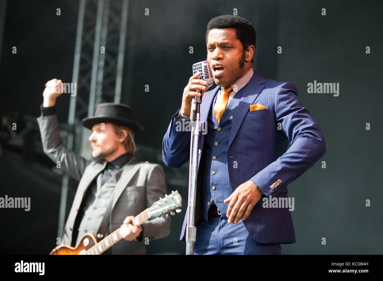 The American rhythm and blues band Vintage Trouble performs a live ...