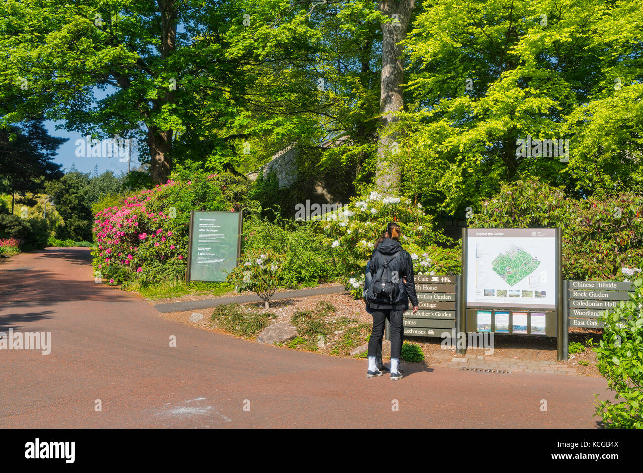 Edinburgh Botanic Gardens, visitors, map, Scotland, UK Stock Photo - Alamy