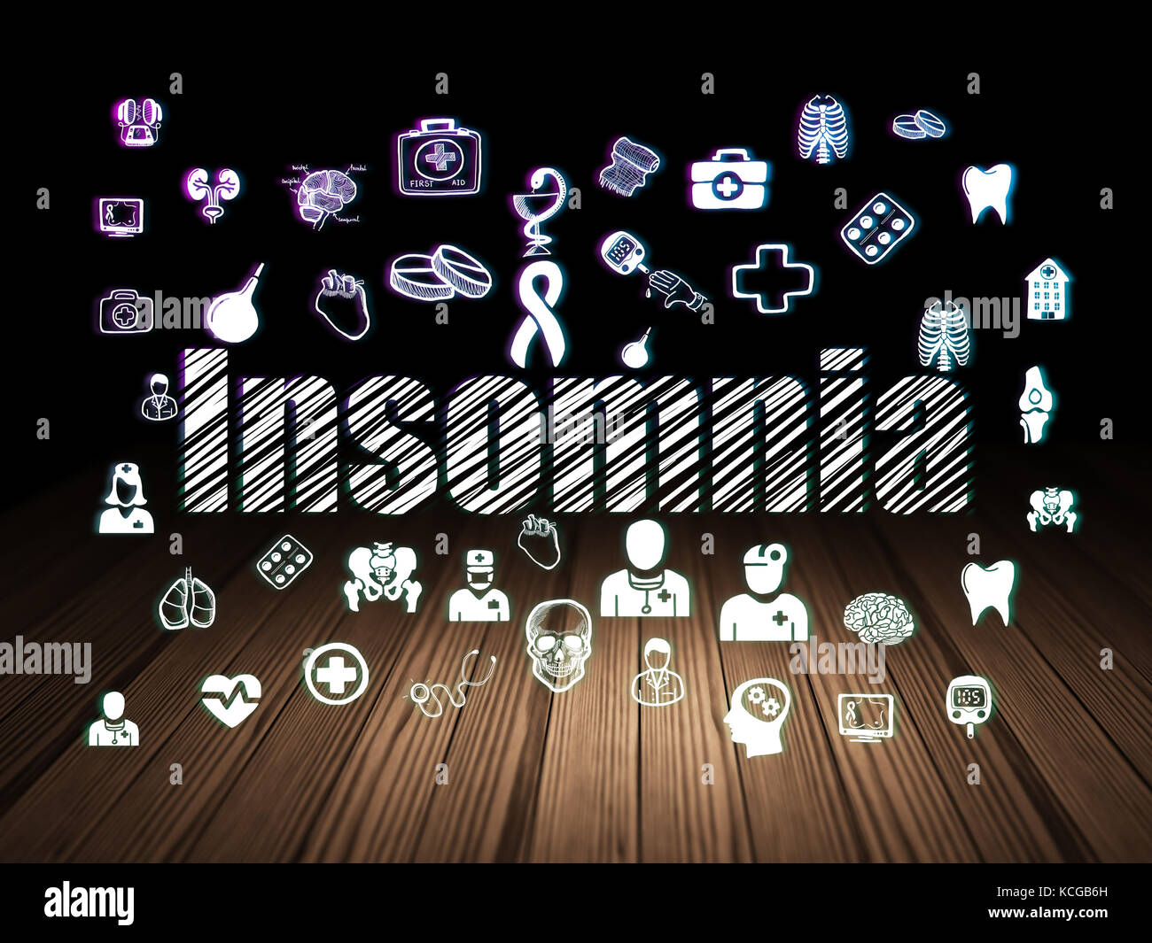 Healthcare concept: Insomnia in grunge dark room Stock Photo - Alamy