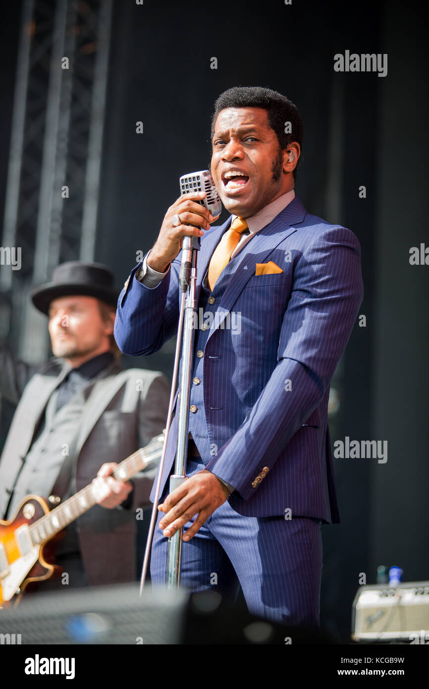 The American rhythm and blues band Vintage Trouble performs a live ...