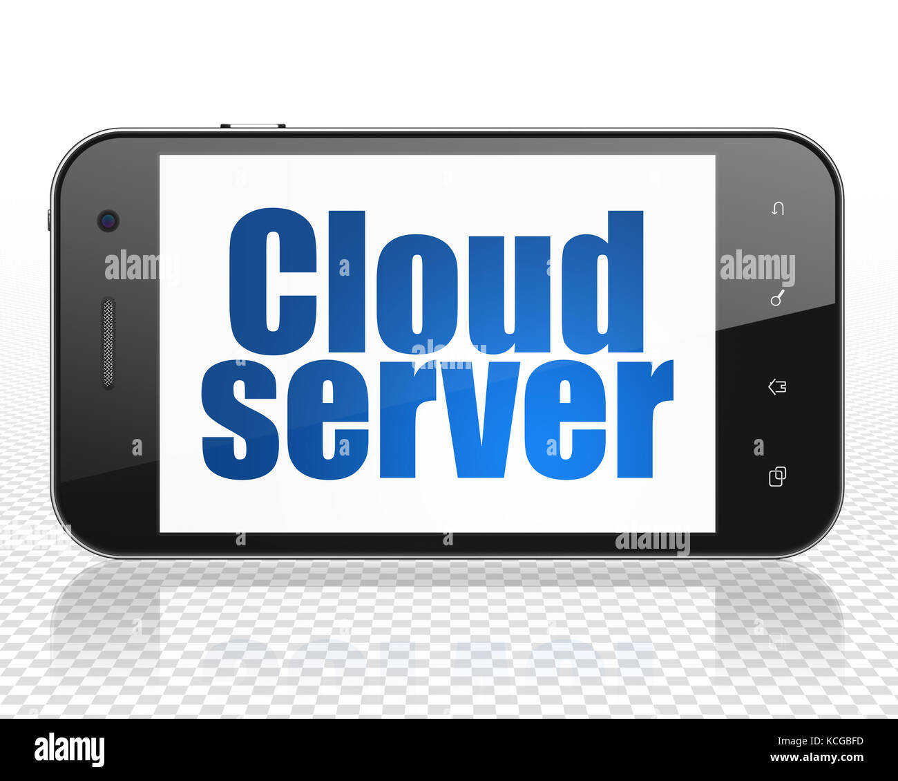 Cloud networking concept: Smartphone with Cloud Server on display Stock ...