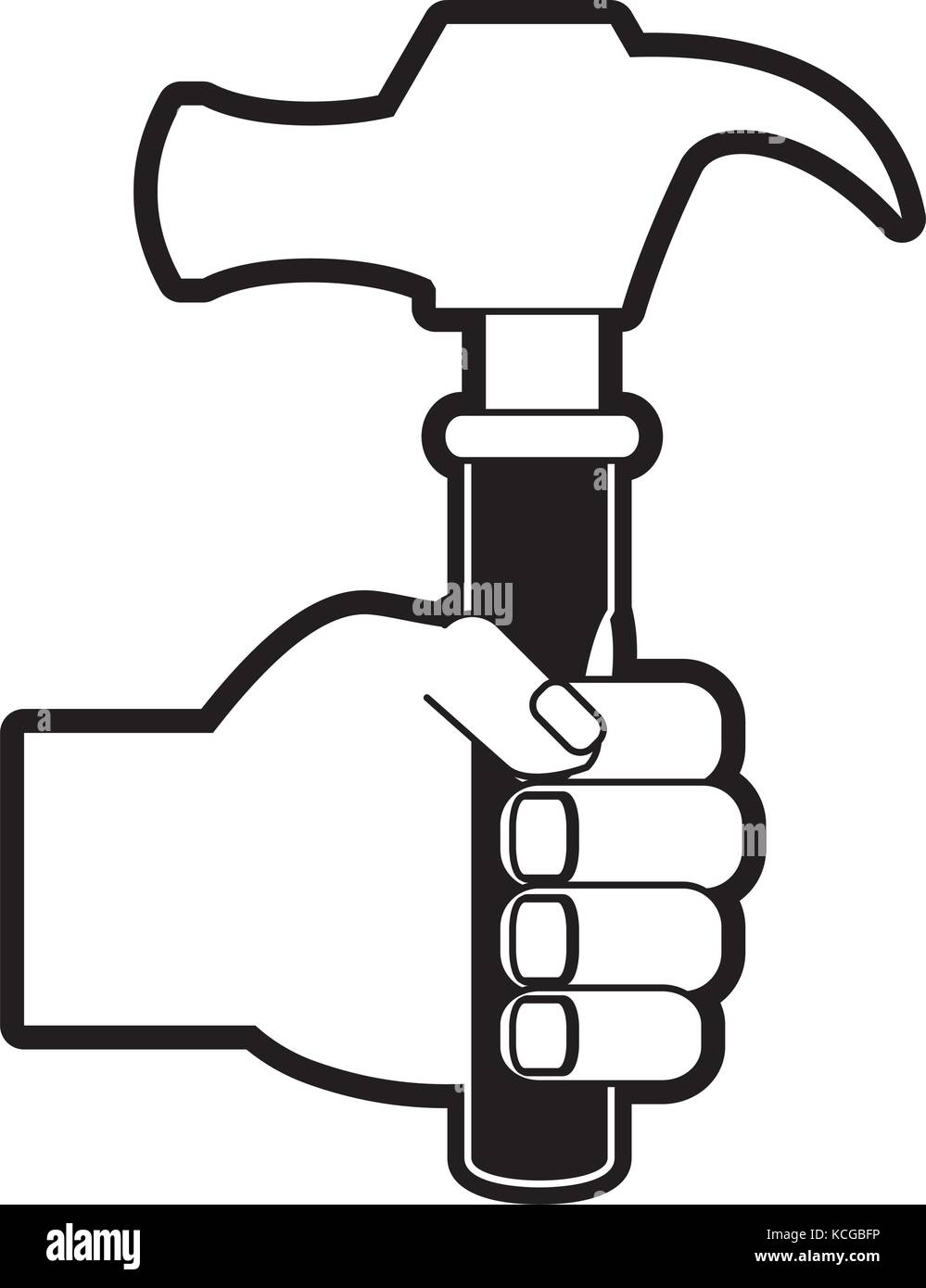 hand holding a hammer icon over white background vector illustration ...