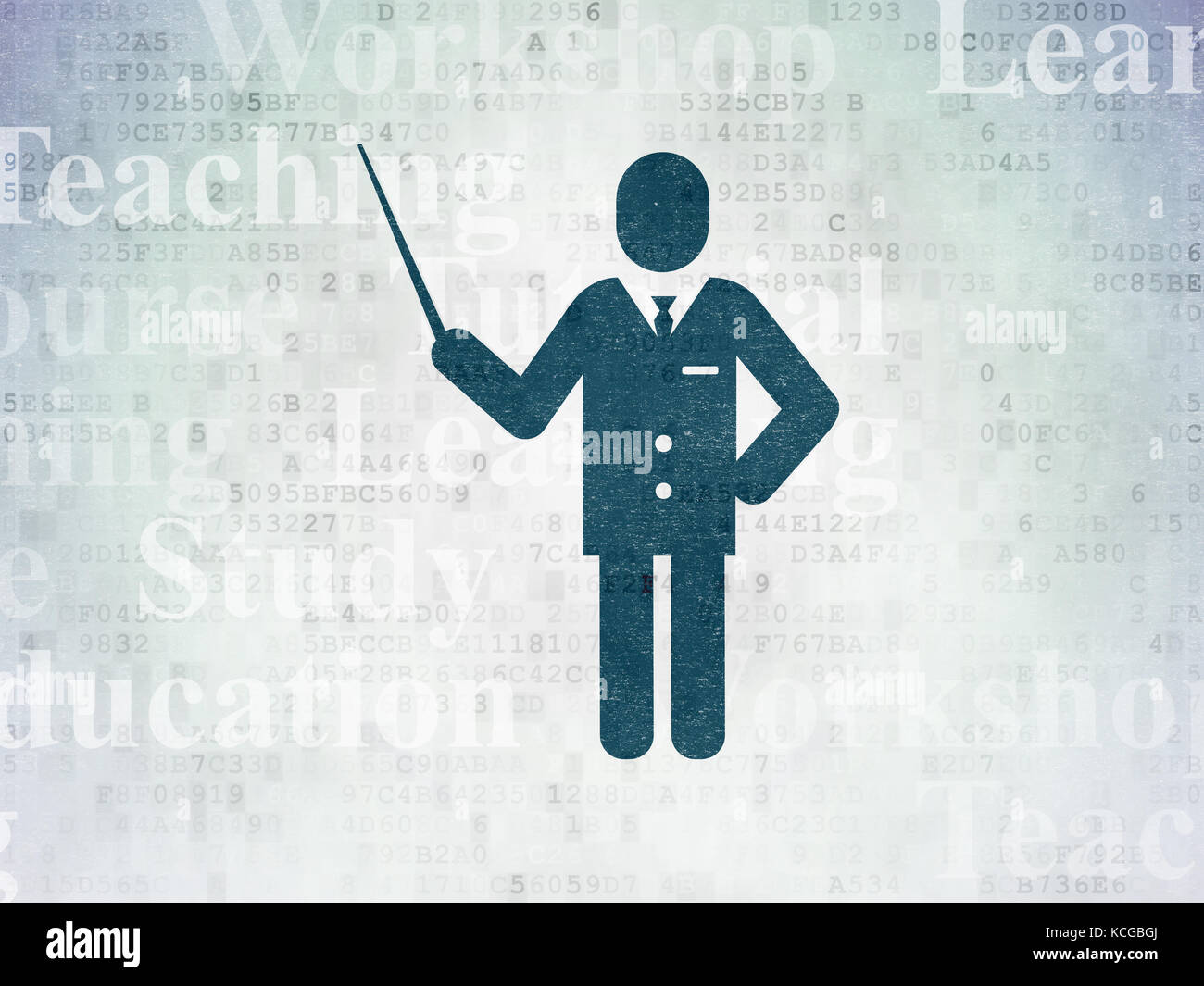 Learning concept: Teacher on Digital Data Paper background Stock Photo ...