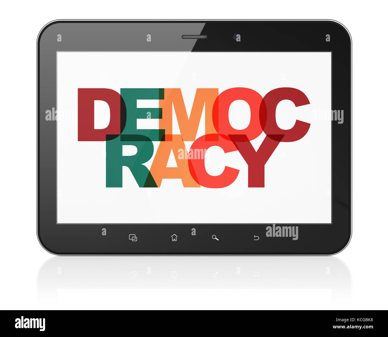 Political concept: Tablet Computer with Democracy on display Stock ...