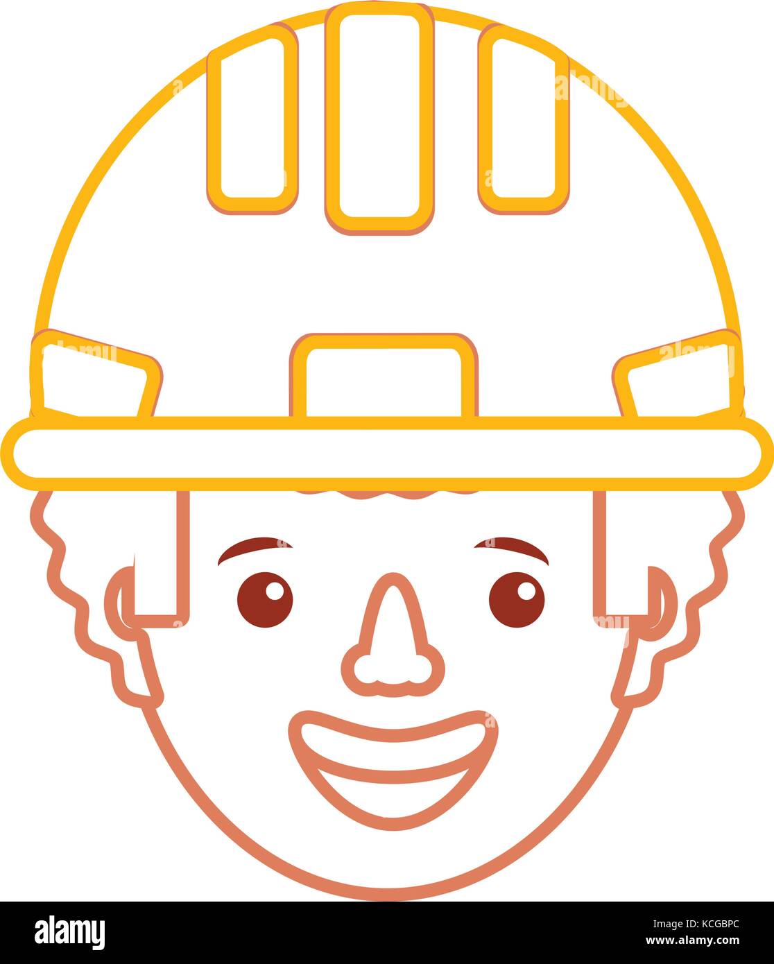 cartoon builder man with safety helmet icon over white background ...