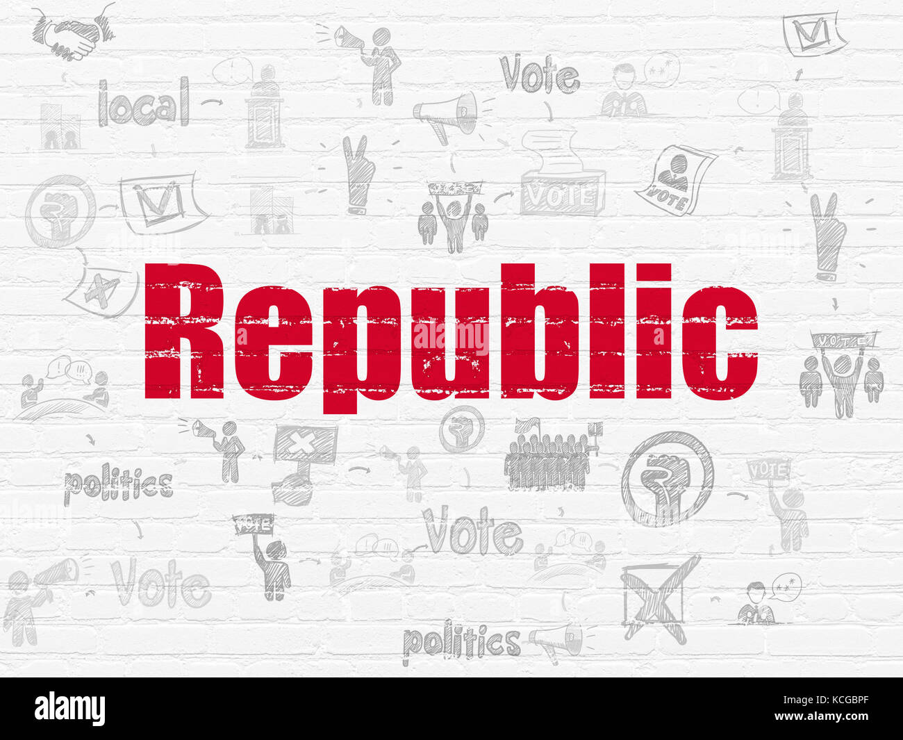 Political concept: Republic on wall background Stock Photo - Alamy
