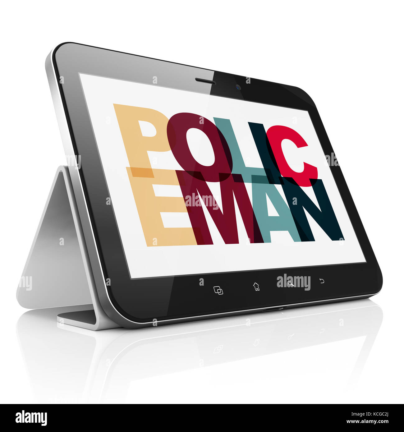 Law concept: Tablet Computer with Policeman on display Stock Photo - Alamy