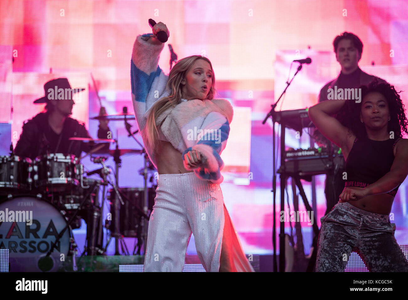 The Swedish singer and songwriter Zara Larsson performs a live concert ...