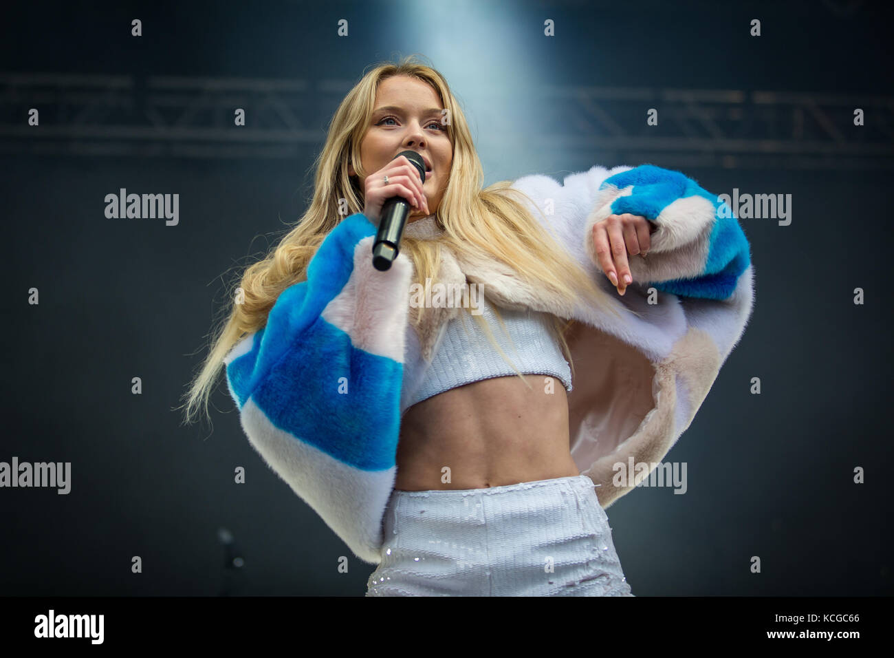 The Swedish singer and songwriter Zara Larsson performs a live concert ...