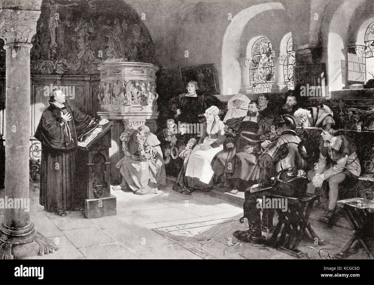 Martin Luther preaching in Wartburg Castle, Germany in 1521. Martin ...