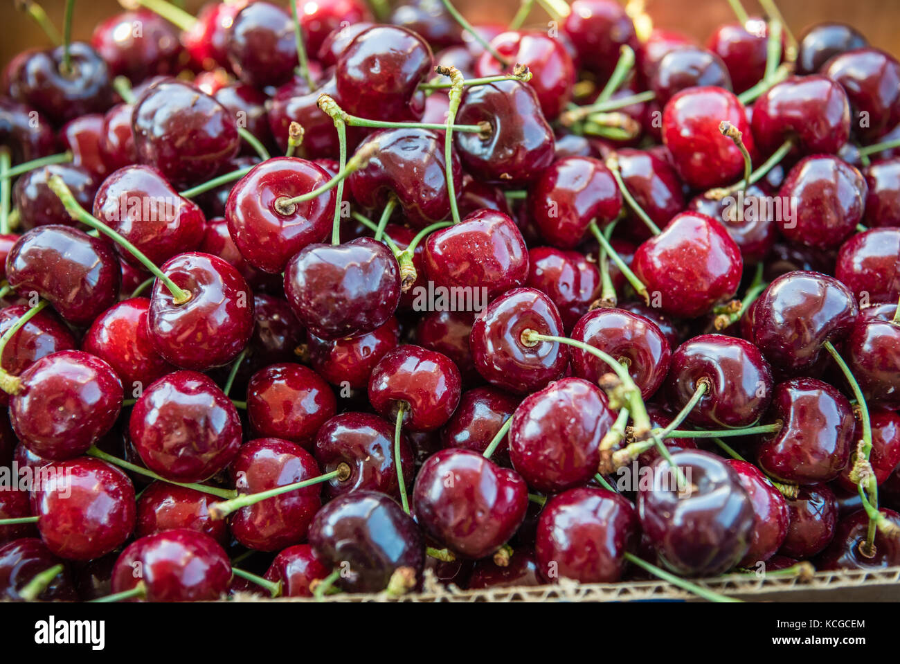 Box of Ripe Cherries at the Farm Stand Stock Photo - Alamy