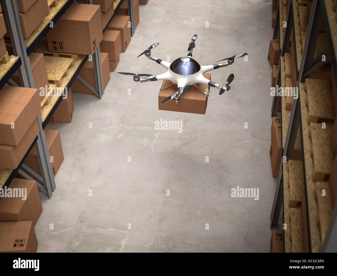 drone in warehouse 3d rendering image Stock Photo - Alamy