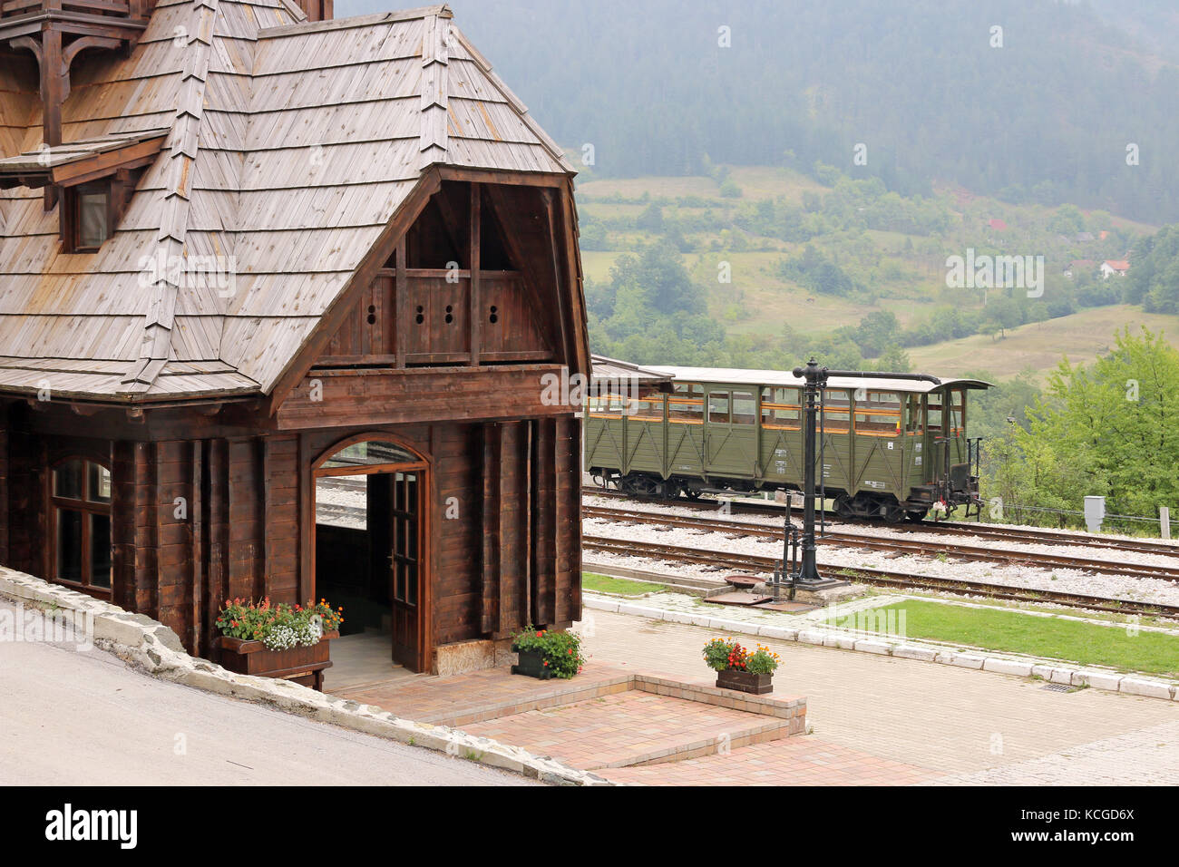 old wooden railway station on mountain Stock Photo - Alamy