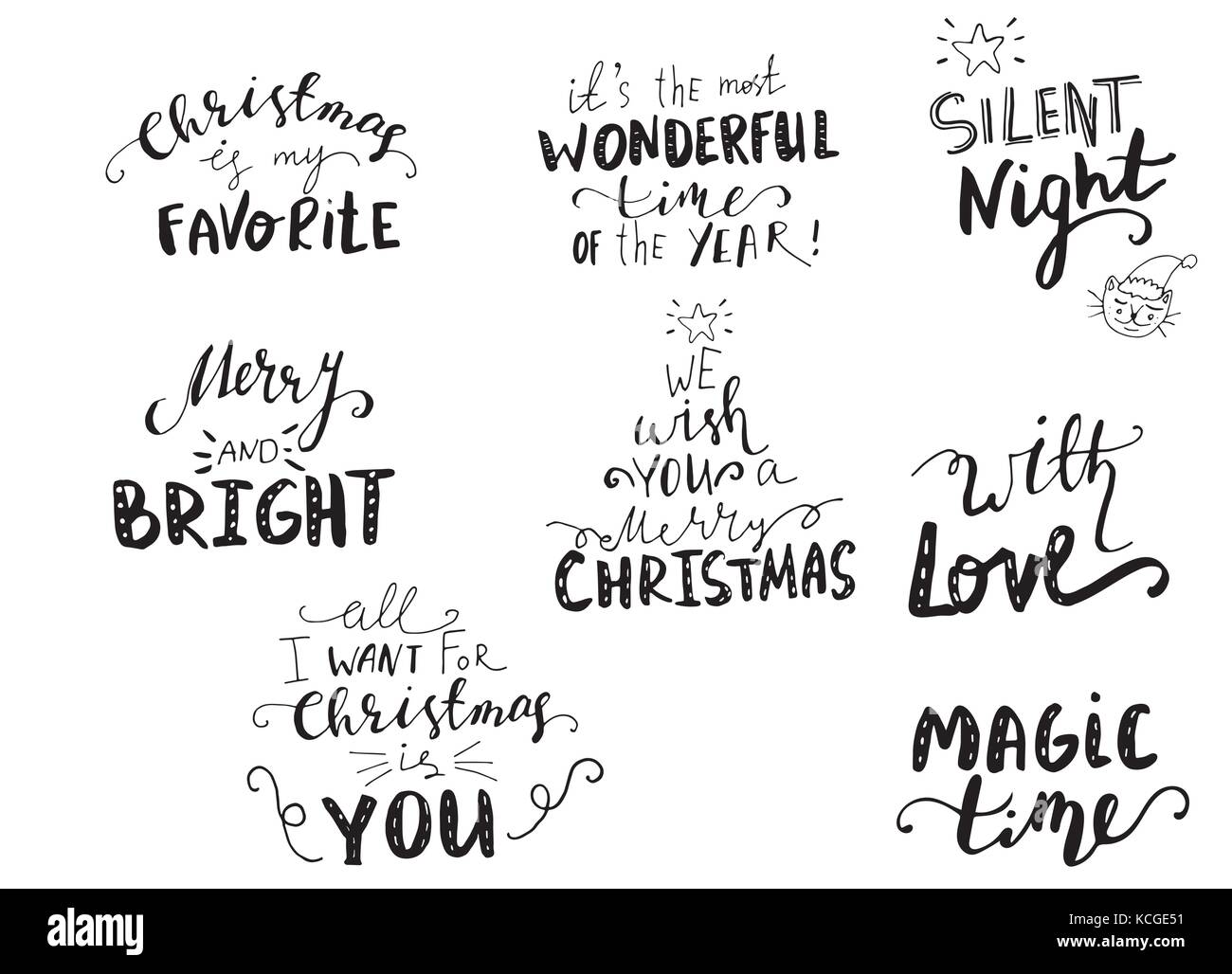 Set of Christmas lettering handwritten Stock Vector Image & Art - Alamy