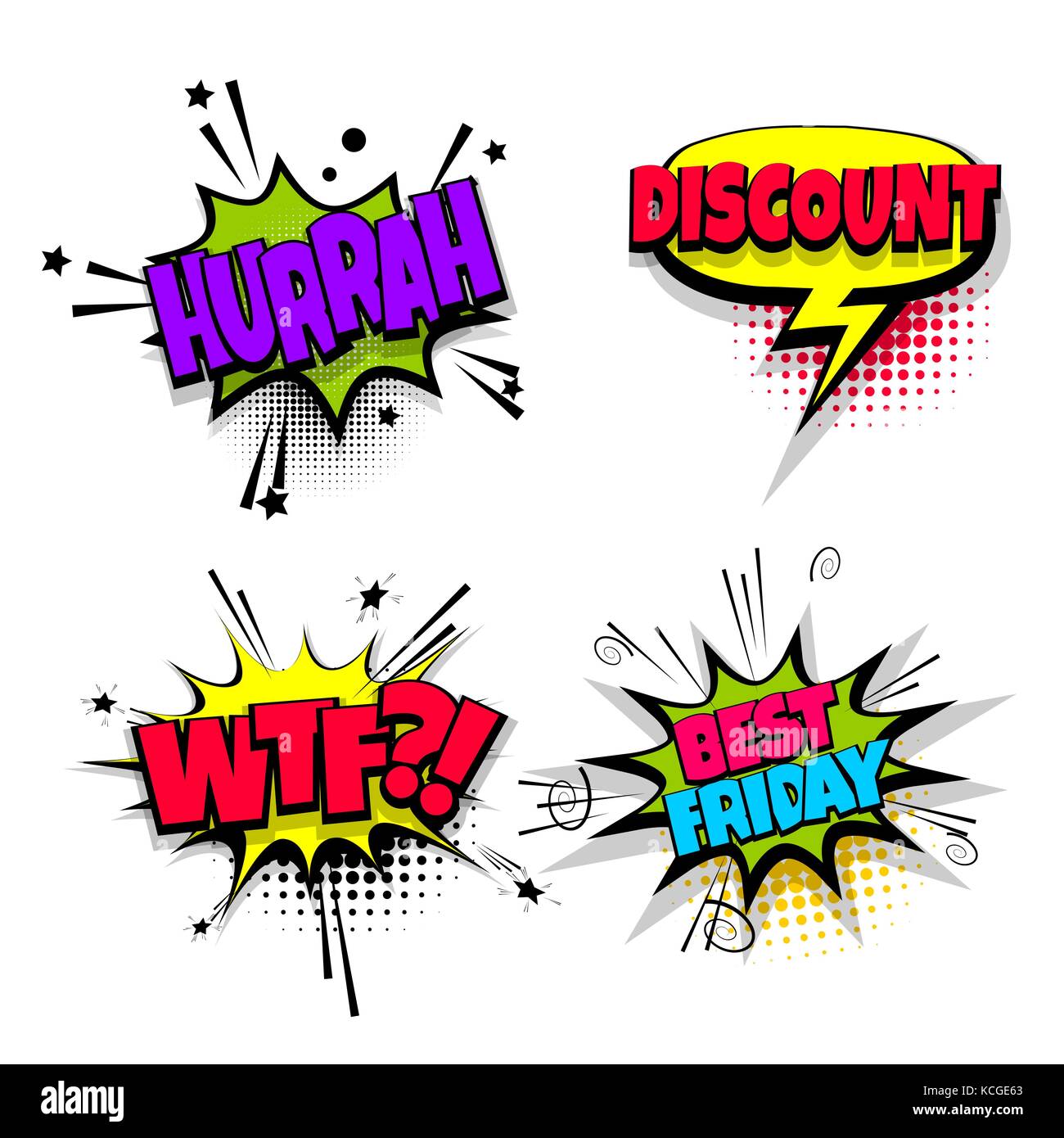 Set cartoon comic text Cut Out Stock Images & Pictures - Alamy