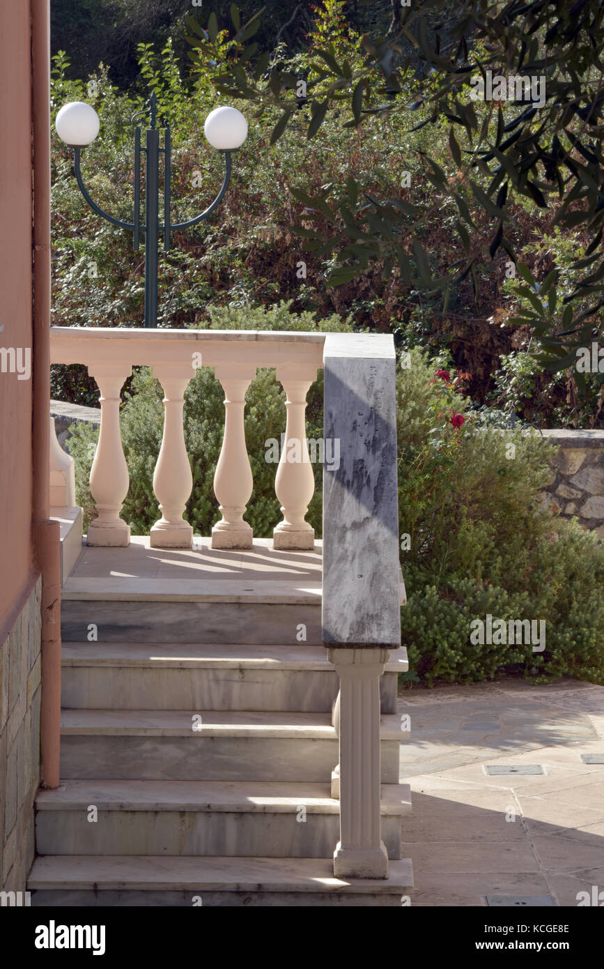 a set of stone steps with classical greek or roman ballusters and ...