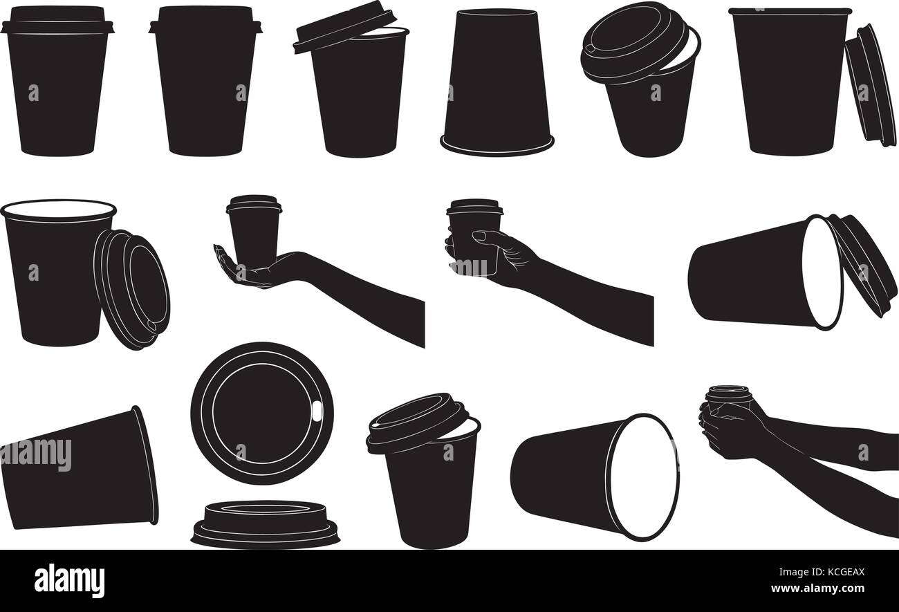 Hand disposable cups coffee Stock Vector Images - Alamy