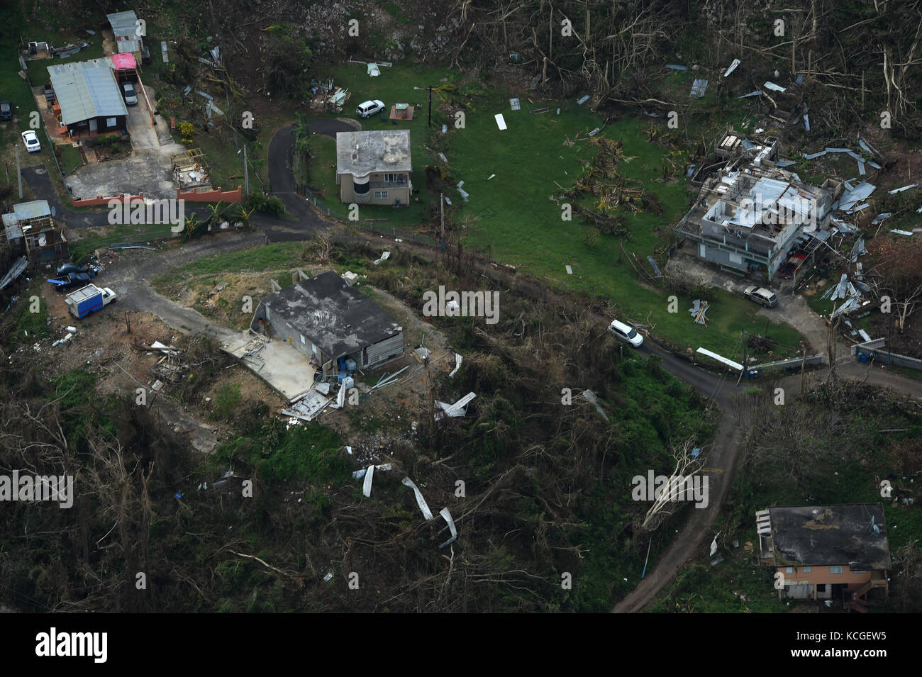 ariel survey over northern Puerto Rico Sept. 26, 2017 after hurricane ...