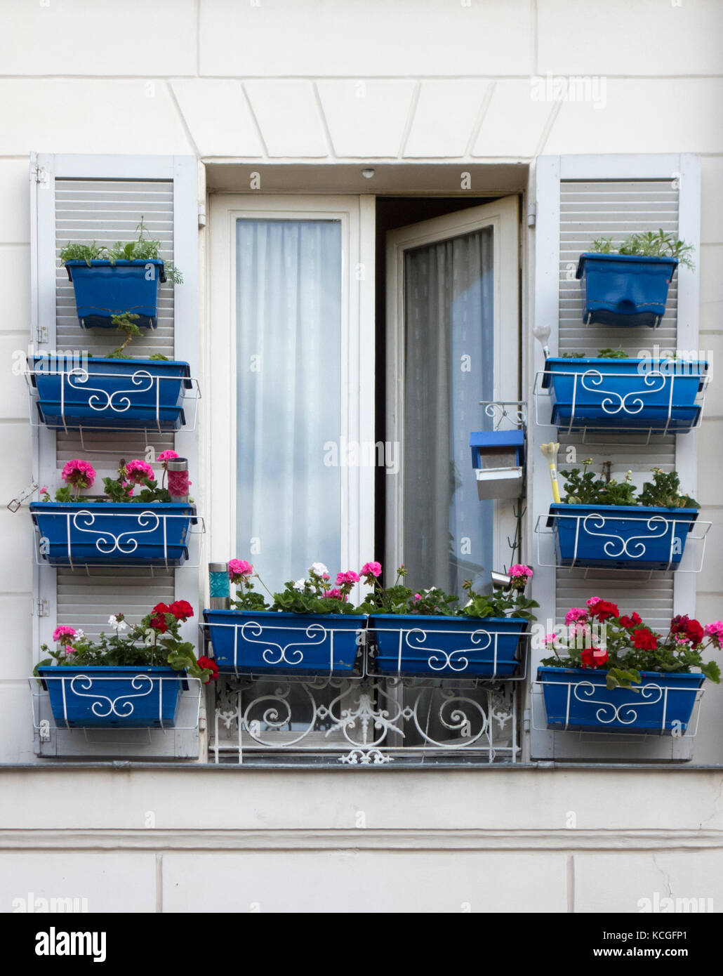 Classic french window flowers, Paris, France,2017 Stock Photo - Alamy