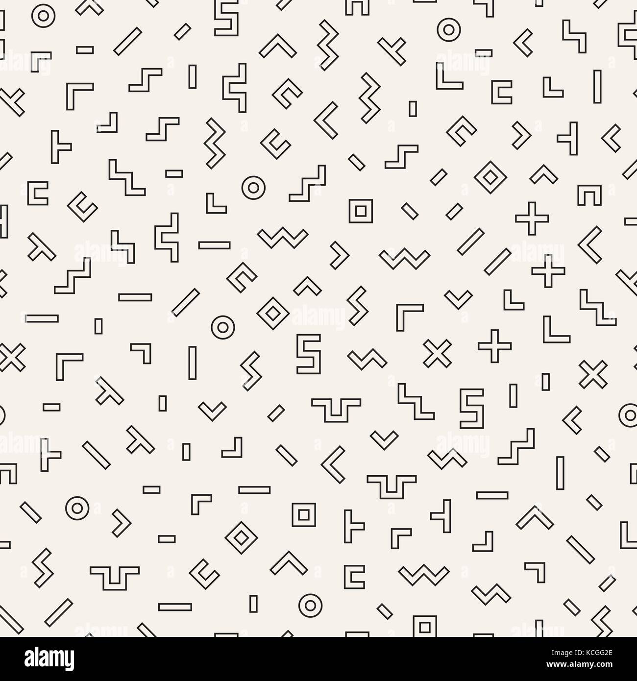 Scattered Geometric Shapes. Inspired by Memphis Style. Abstract ...