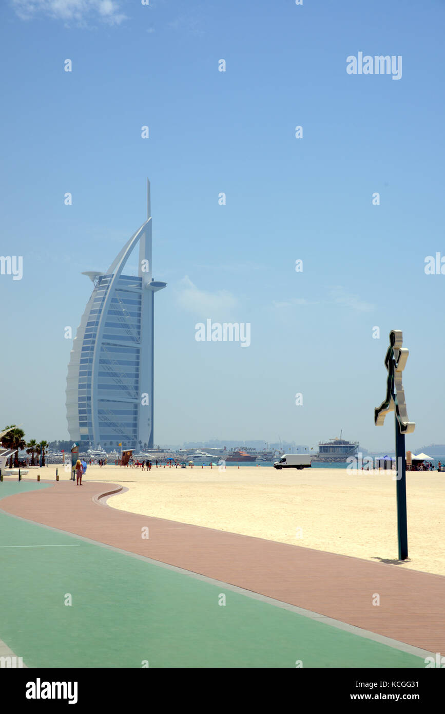 Running track along the ocean in Dubai, United Arab Emirates, next to ...