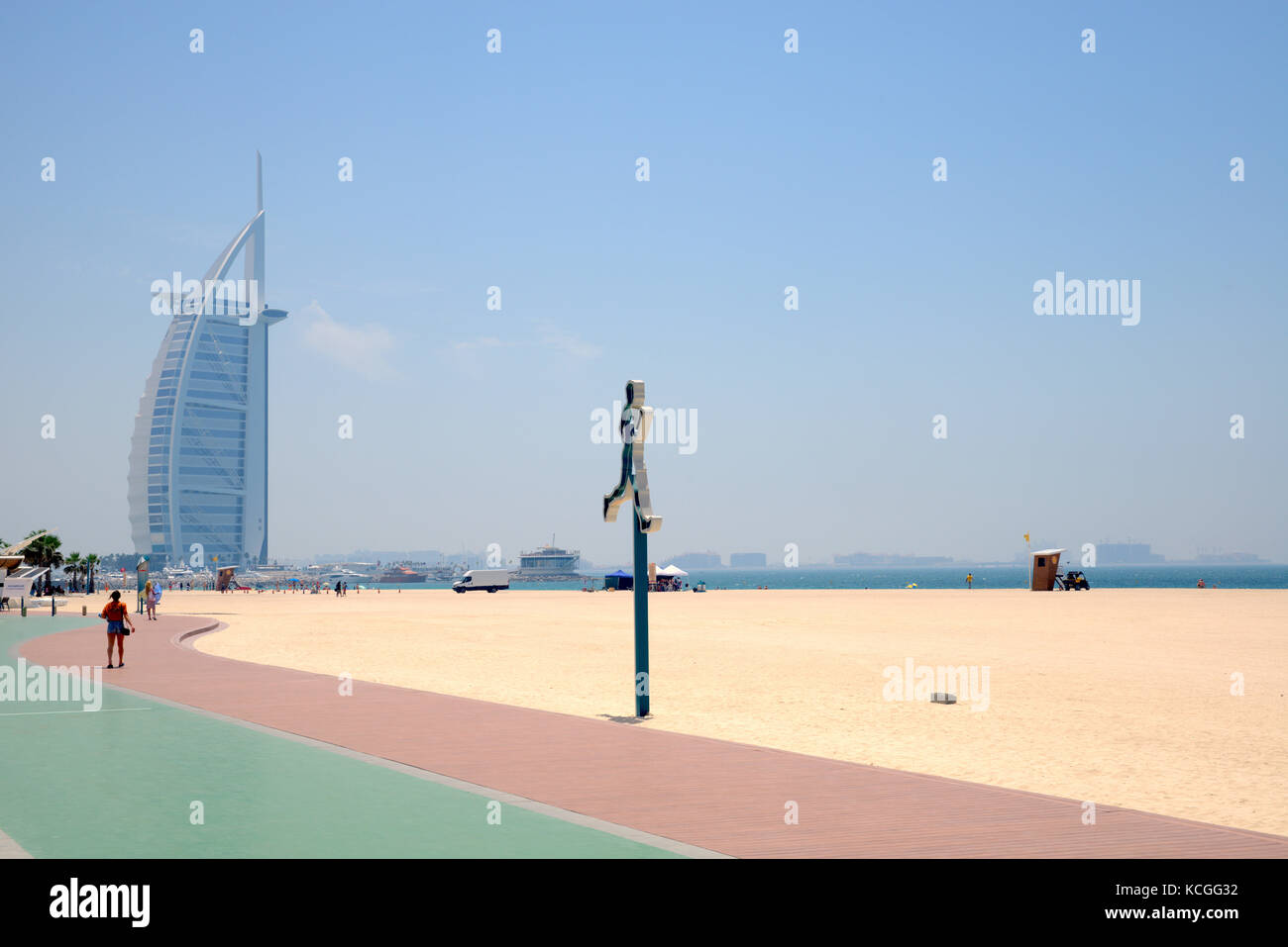 Running track along the ocean in Dubai, United Arab Emirates, next to ...