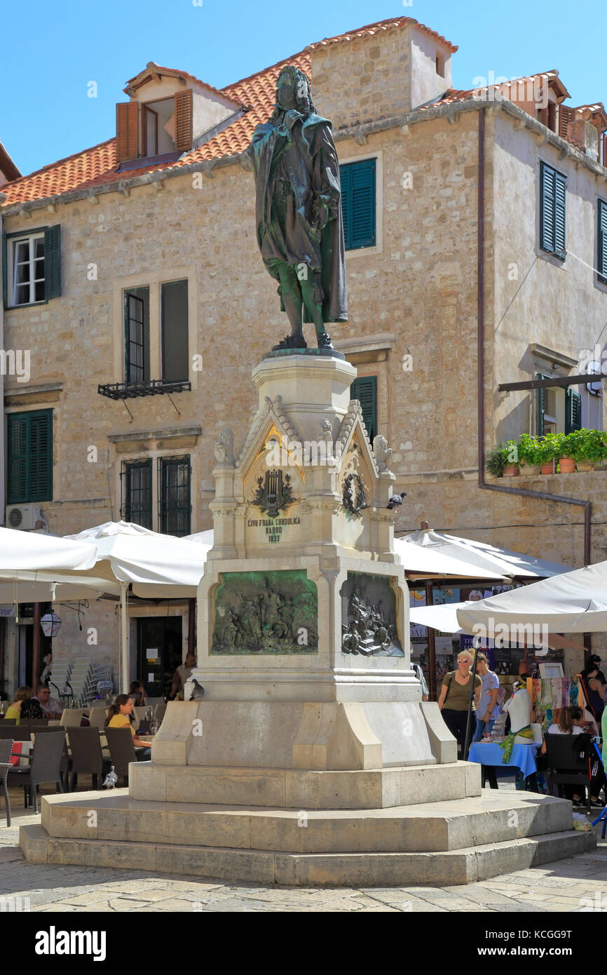 Statue of Ivan Gundulic in Gundulic Square, Dubrovnik Old City, UNESCO ...