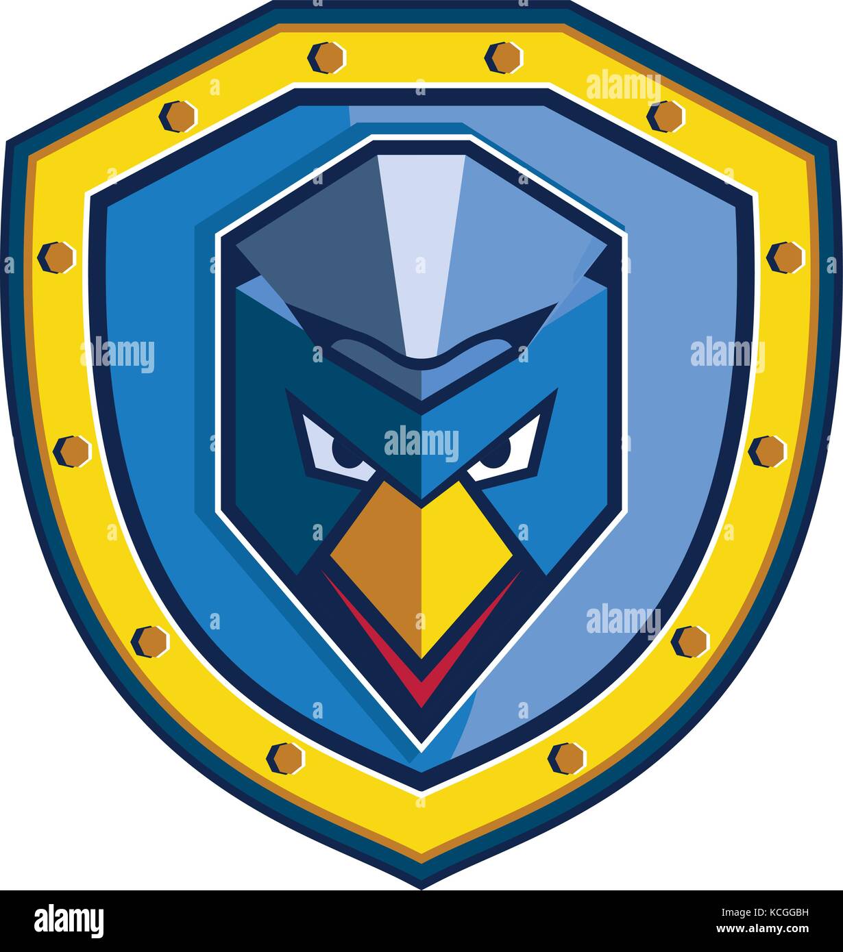 Icon style illustration of a Blue Chicken with Mohawk set inside crest ...