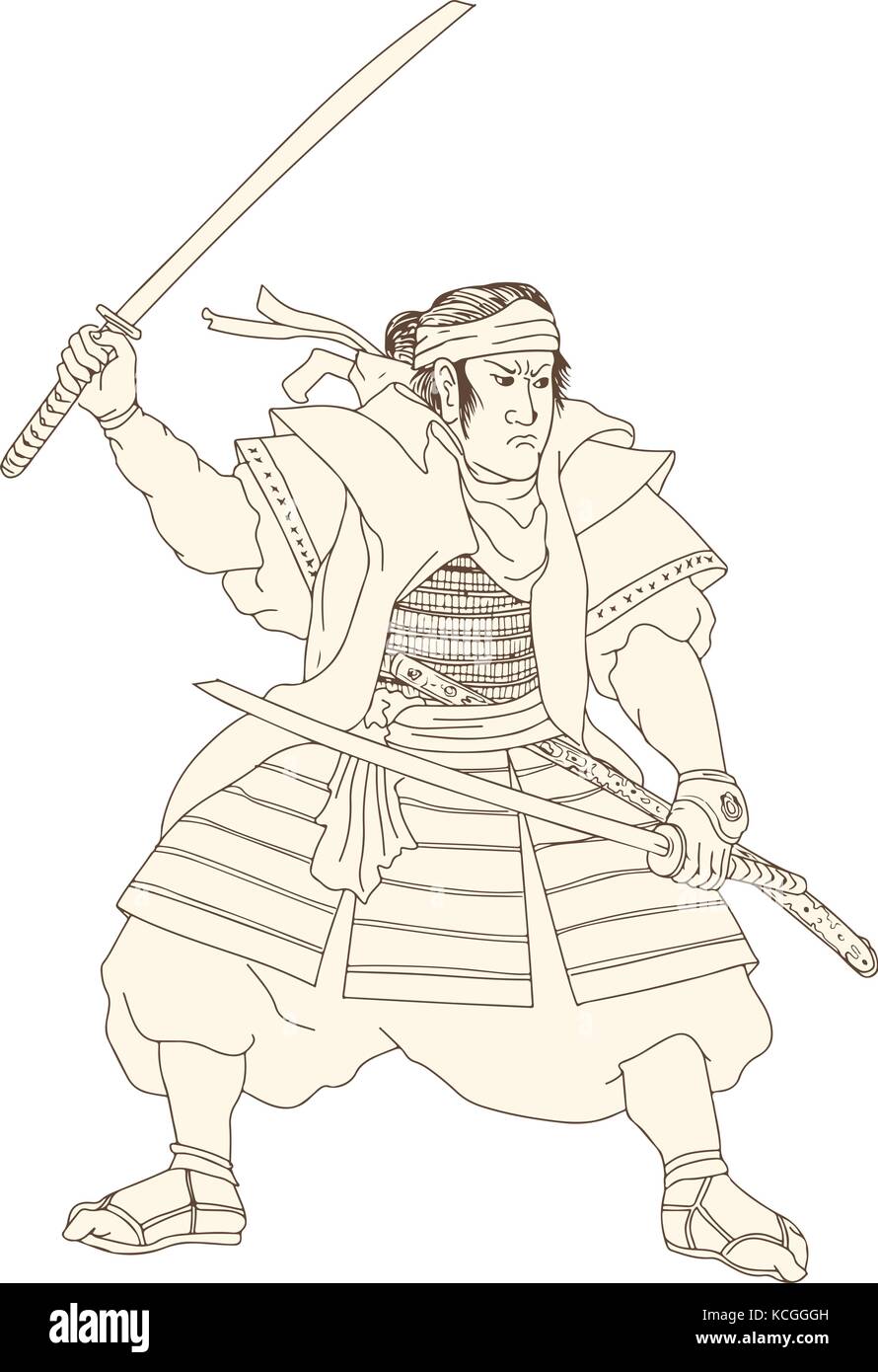 Samurai Fighting Drawing