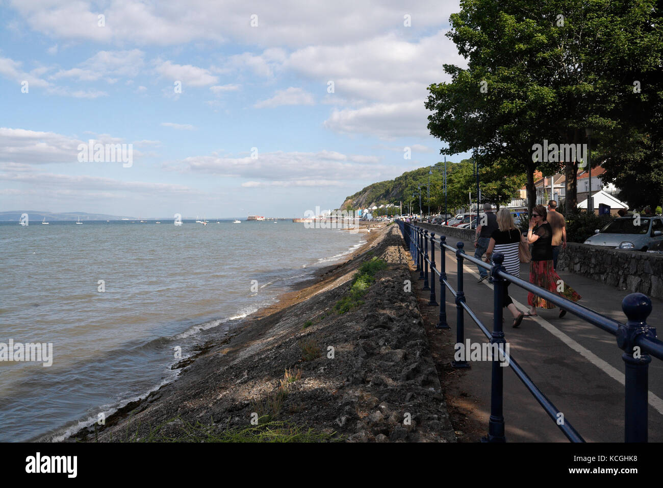 The coastal walkway path along the Mumbles, Swansea Wales UK, welsh ...