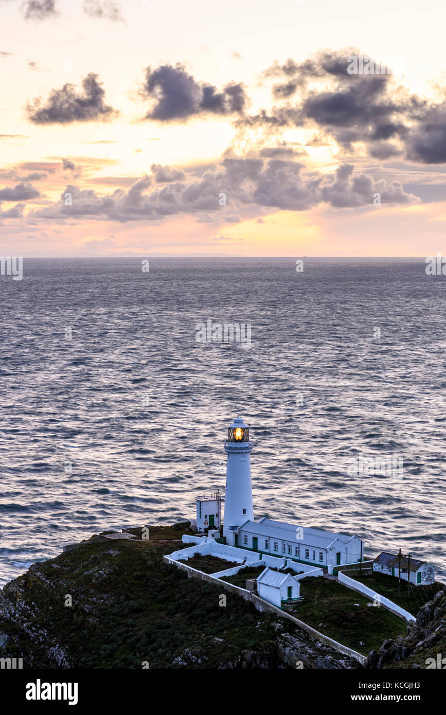 South Stack Lighthouse at Sunset, Holy Island, Anglesey, North Wales ...