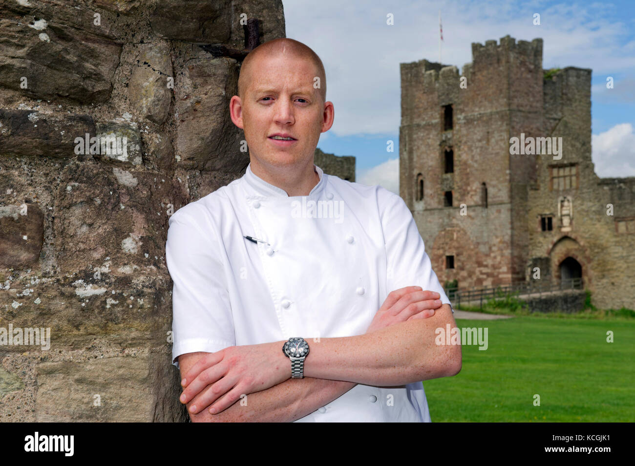 Chef Will Holland of La Becasse in Ludlow, Shropshire with the castle ...