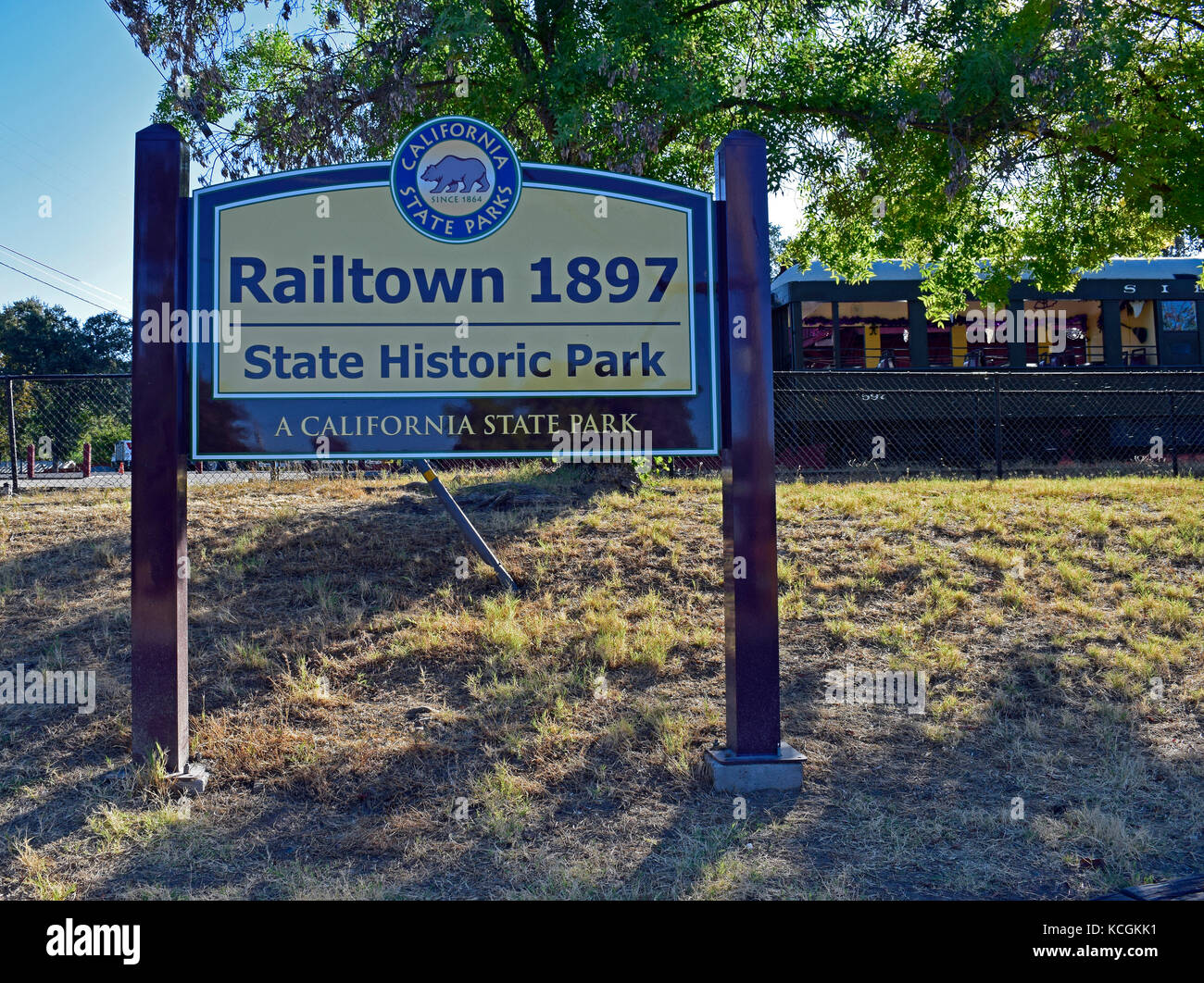 Railtown 1897 State Hisoric Park sign, Jamestown, California Stock ...