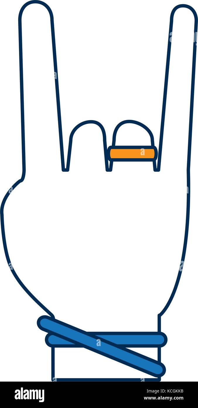 Rock Hand Symbol icon over white background vector illustration Stock ...