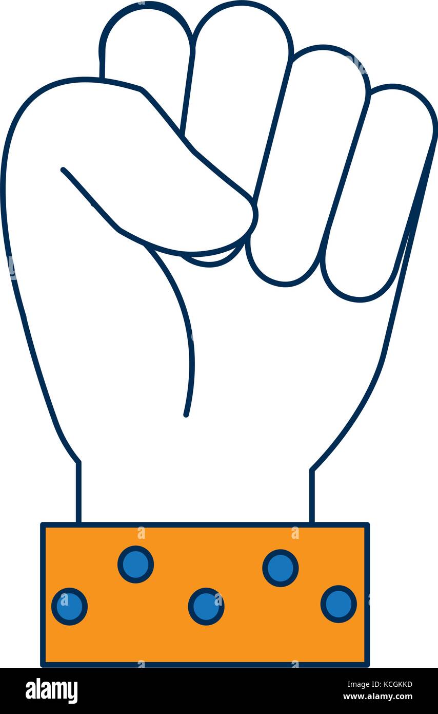 hand with clenched fist icon over white background vector illustration ...