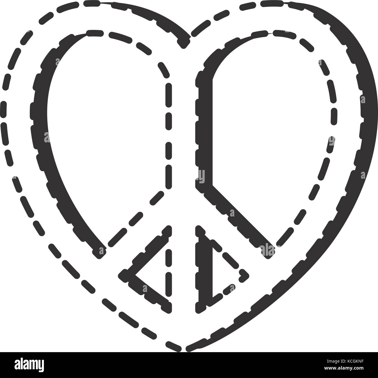 peace sign in heart shape icon over white background vector ...