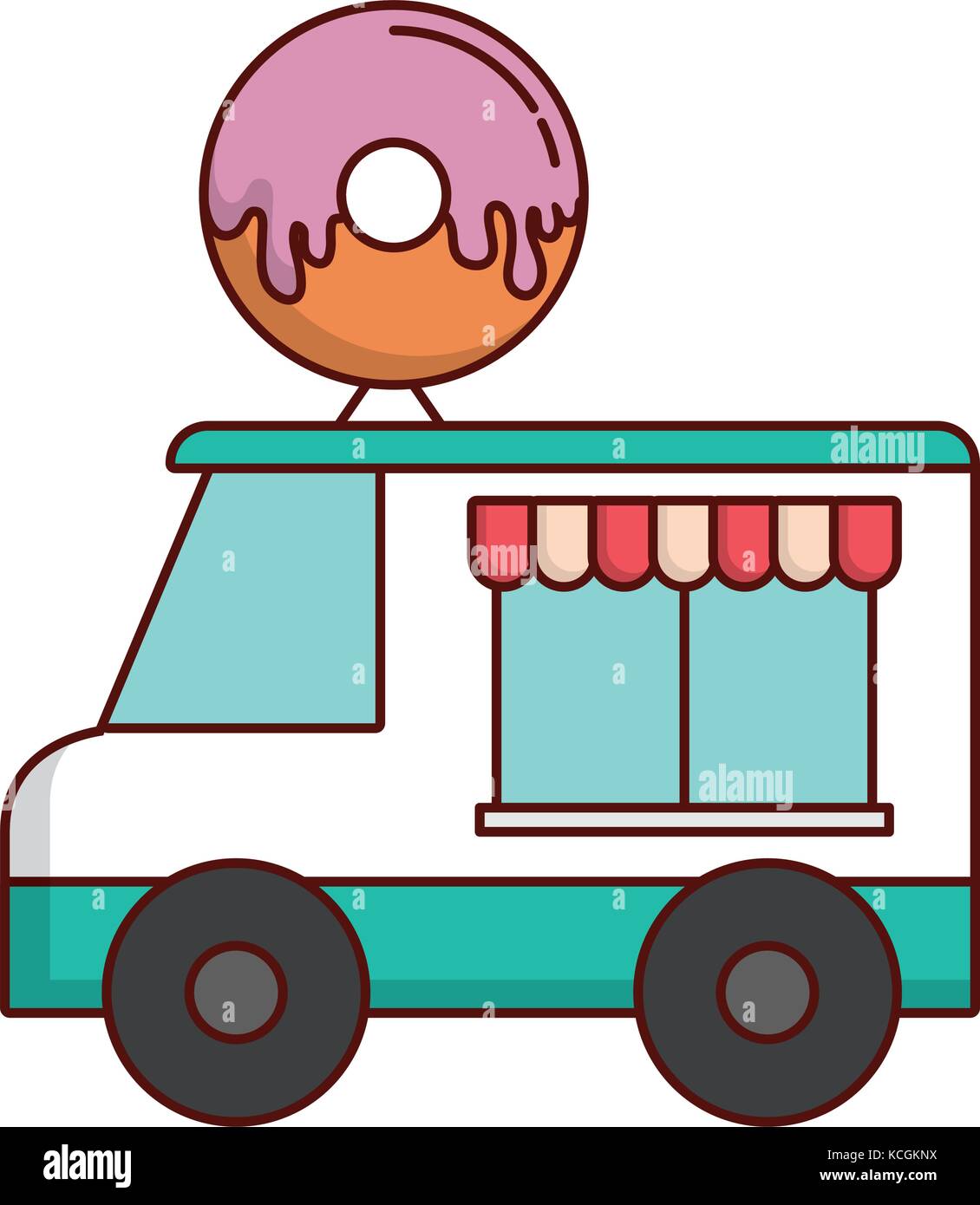 donut food truck icon over white background vector illustration Stock ...