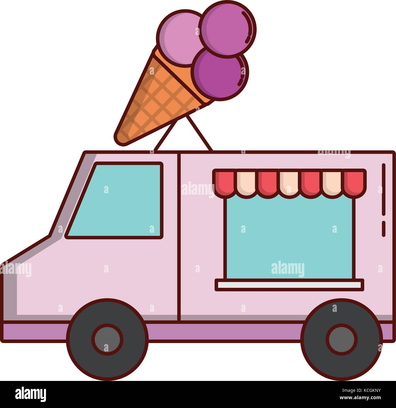 Ice Cream Food Truck Icon Over White Background Vector Illustration