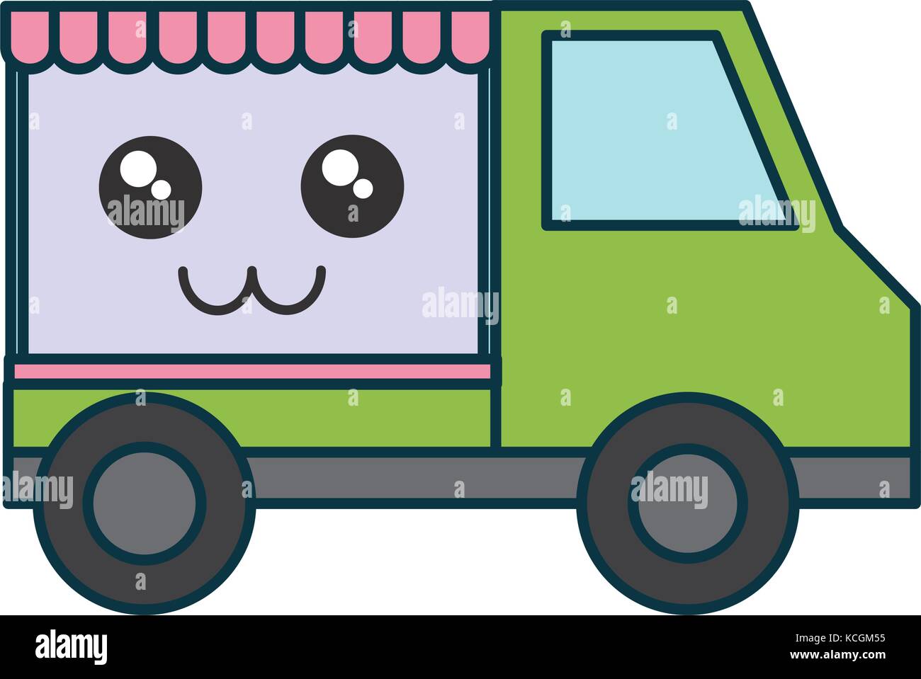 kawaii food truck icon over white background vector illustration Stock ...
