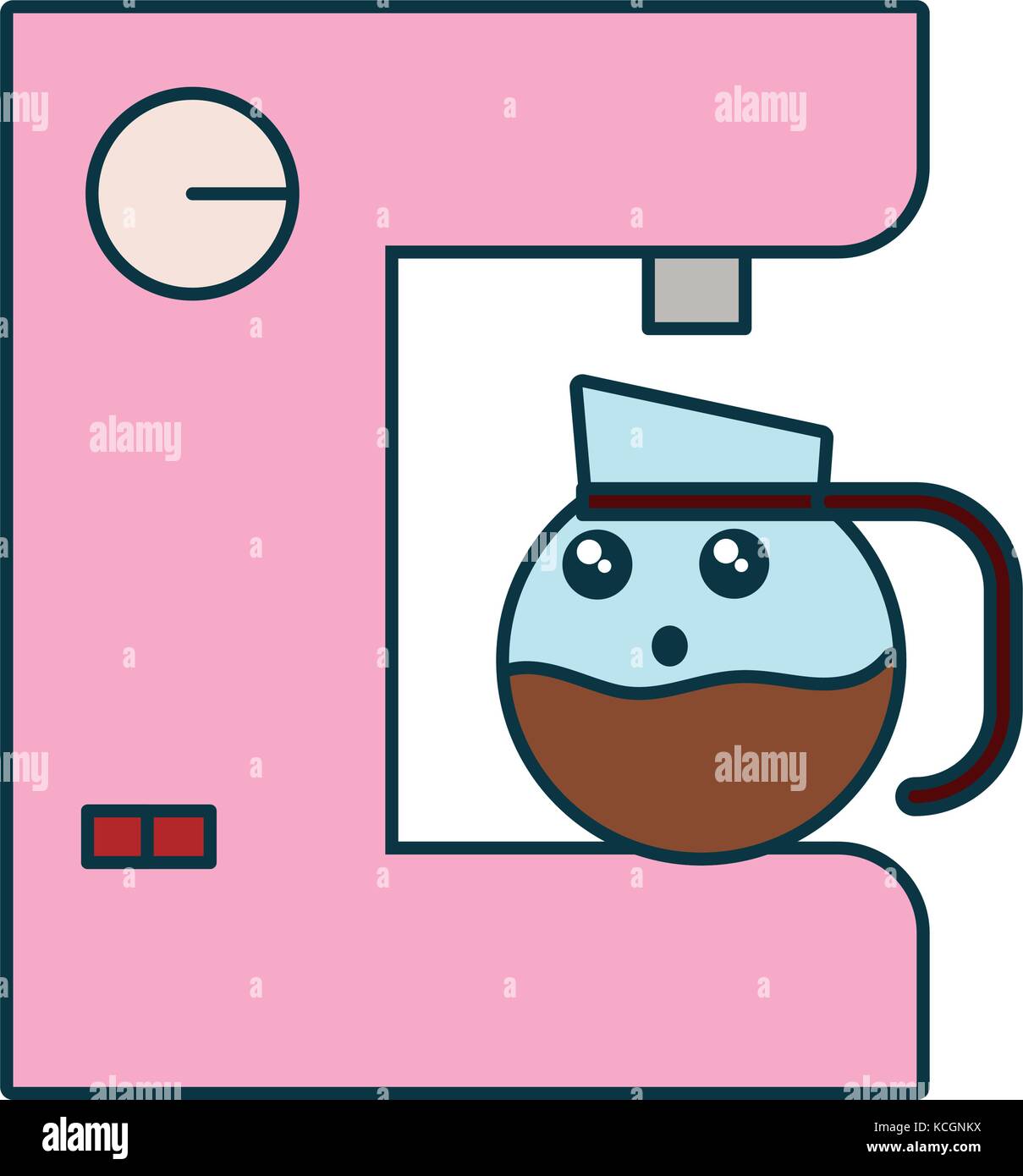 kawaii coffee maker machine icon over white background vector ...