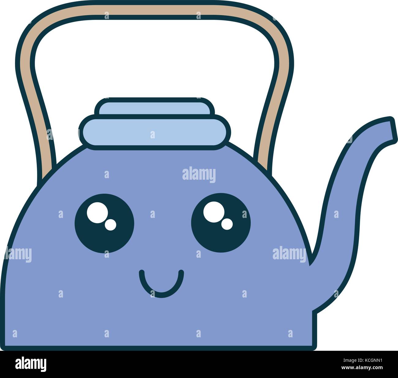 kawaii coffee kettle icon over white background vector illustration ...