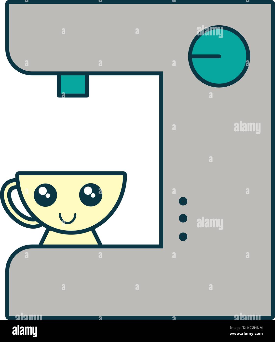 kawaii coffee maker machine icon over white background vector ...