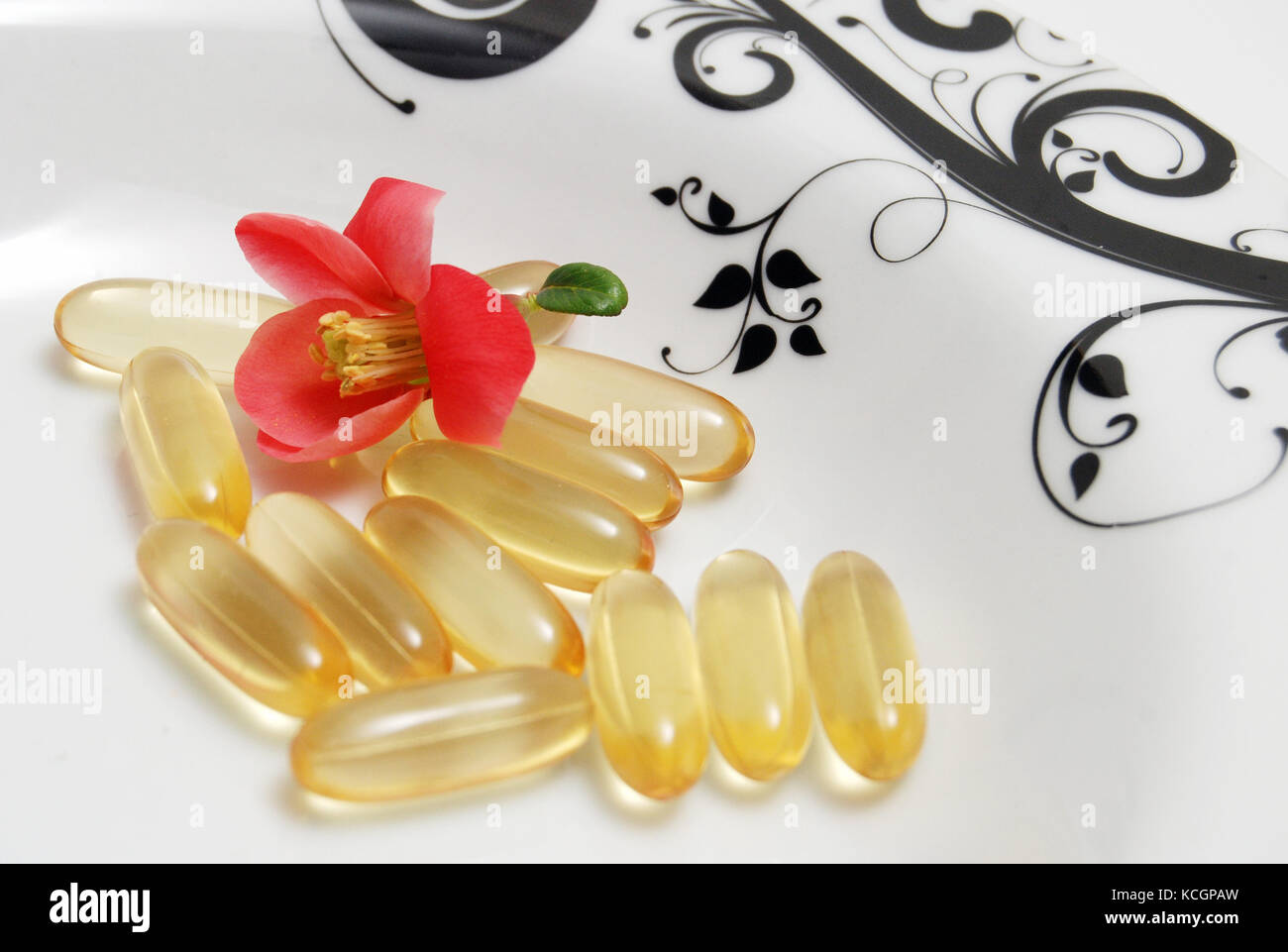 Picture of a Fish oil capsules, close up Stock Photo - Alamy