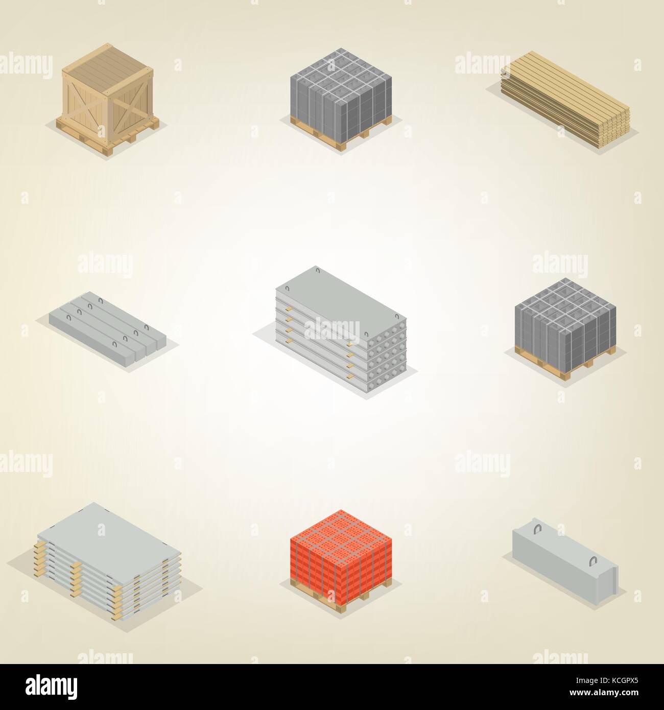 Set of different building materials isolated on white background. Brick ...