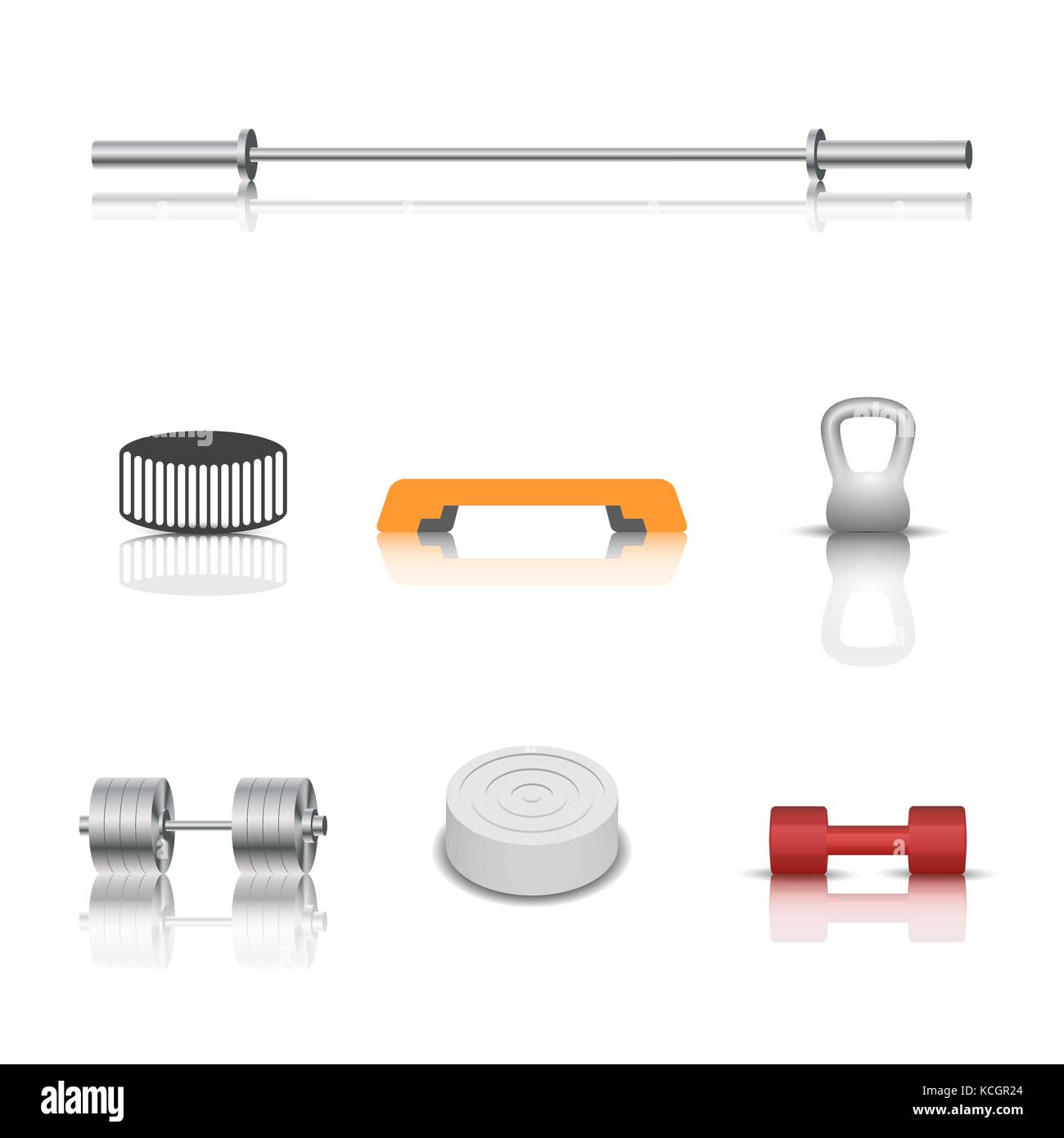 Realistic sports and game icons with shadow and mirror reflection ...