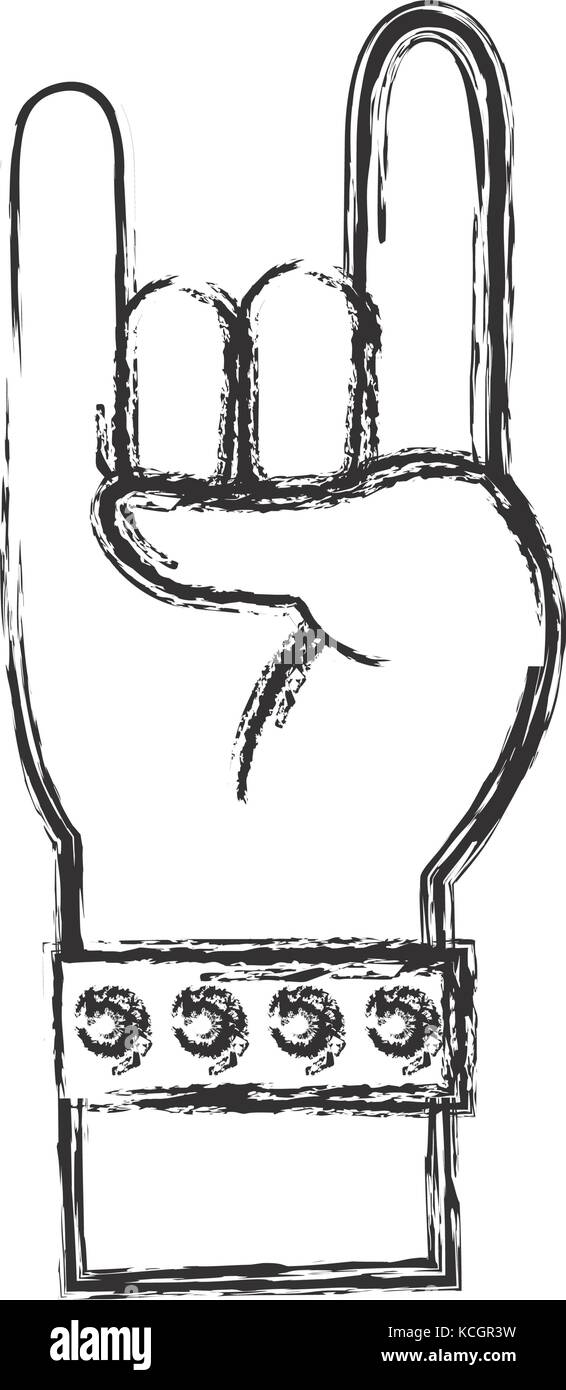 Hand With Rock Symbol Icon Over White Background Vector Illustration