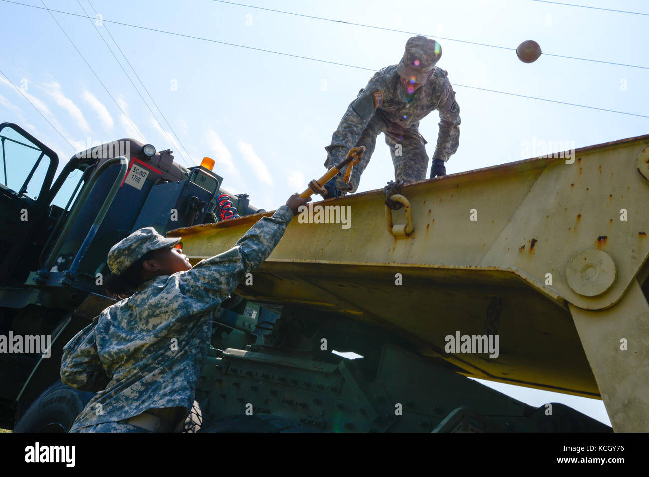 U.S. Soldiers assigned to the 178th Engineer Battalion, South Carolina ...