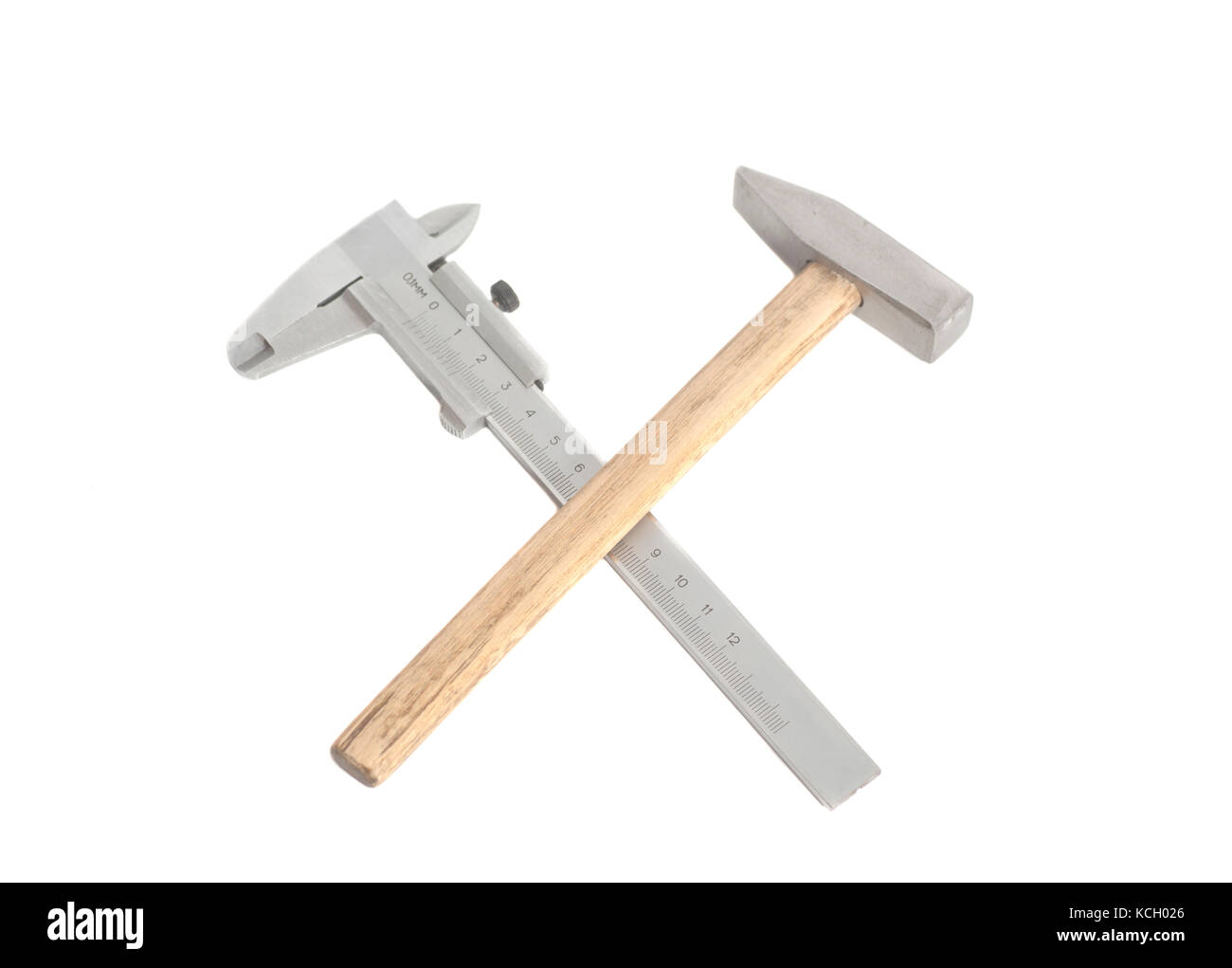 Metal calliper end hammer isolated on white background Stock Photo - Alamy