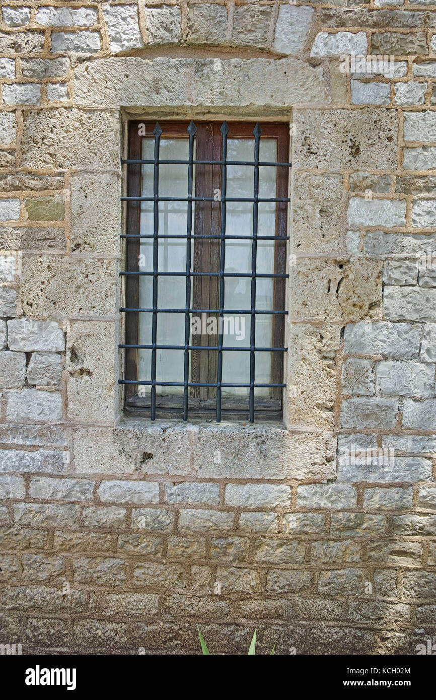 Medieval window in castle of Lamia City, Central Greece Stock Photo - Alamy