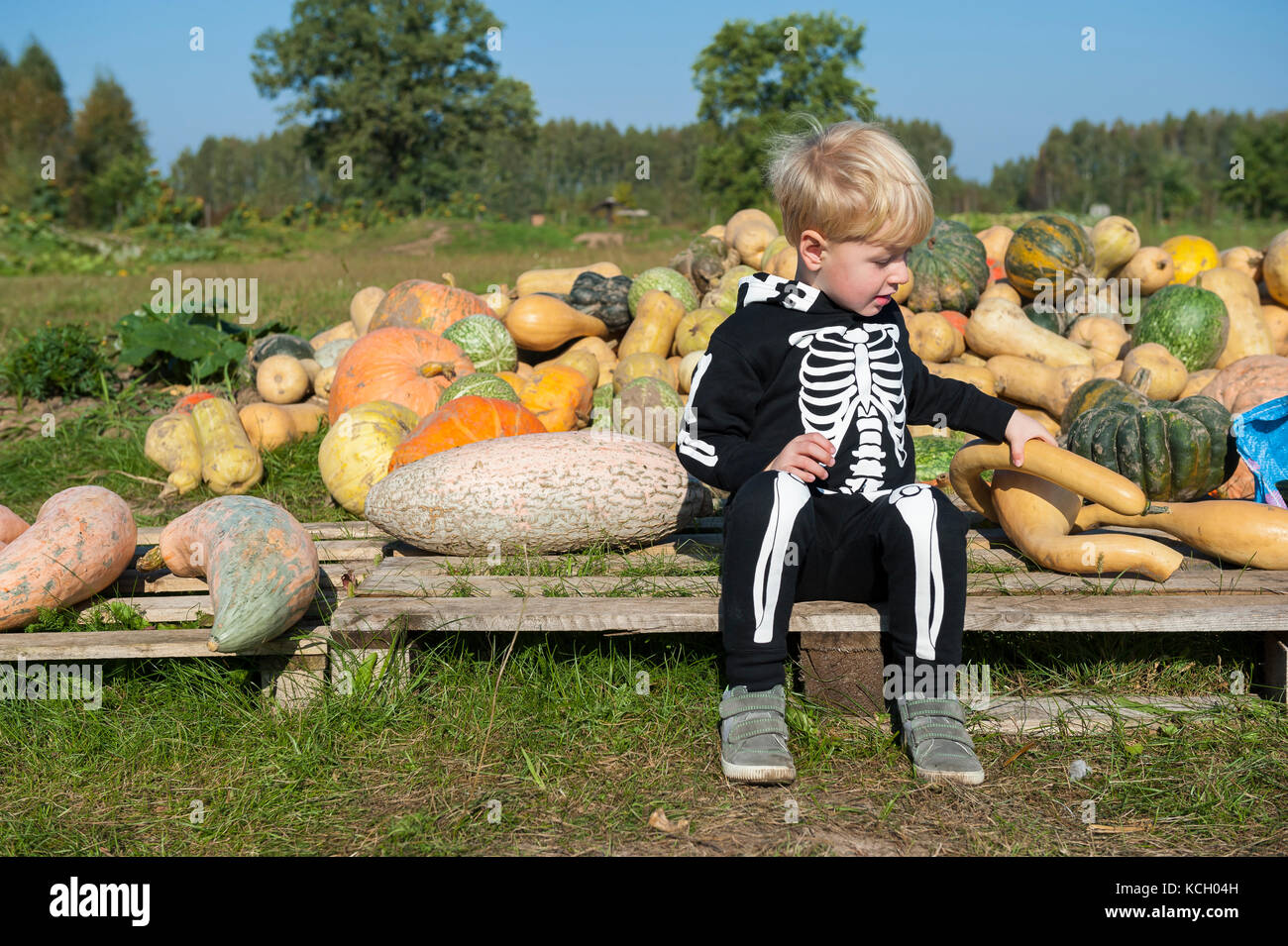 Boy wearing skeleton costume Stock Photo - Alamy